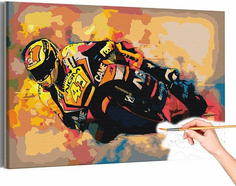 Мотоцикл / Скорость Раскраска картина по номерам на холсте с неоновой краской 40х60