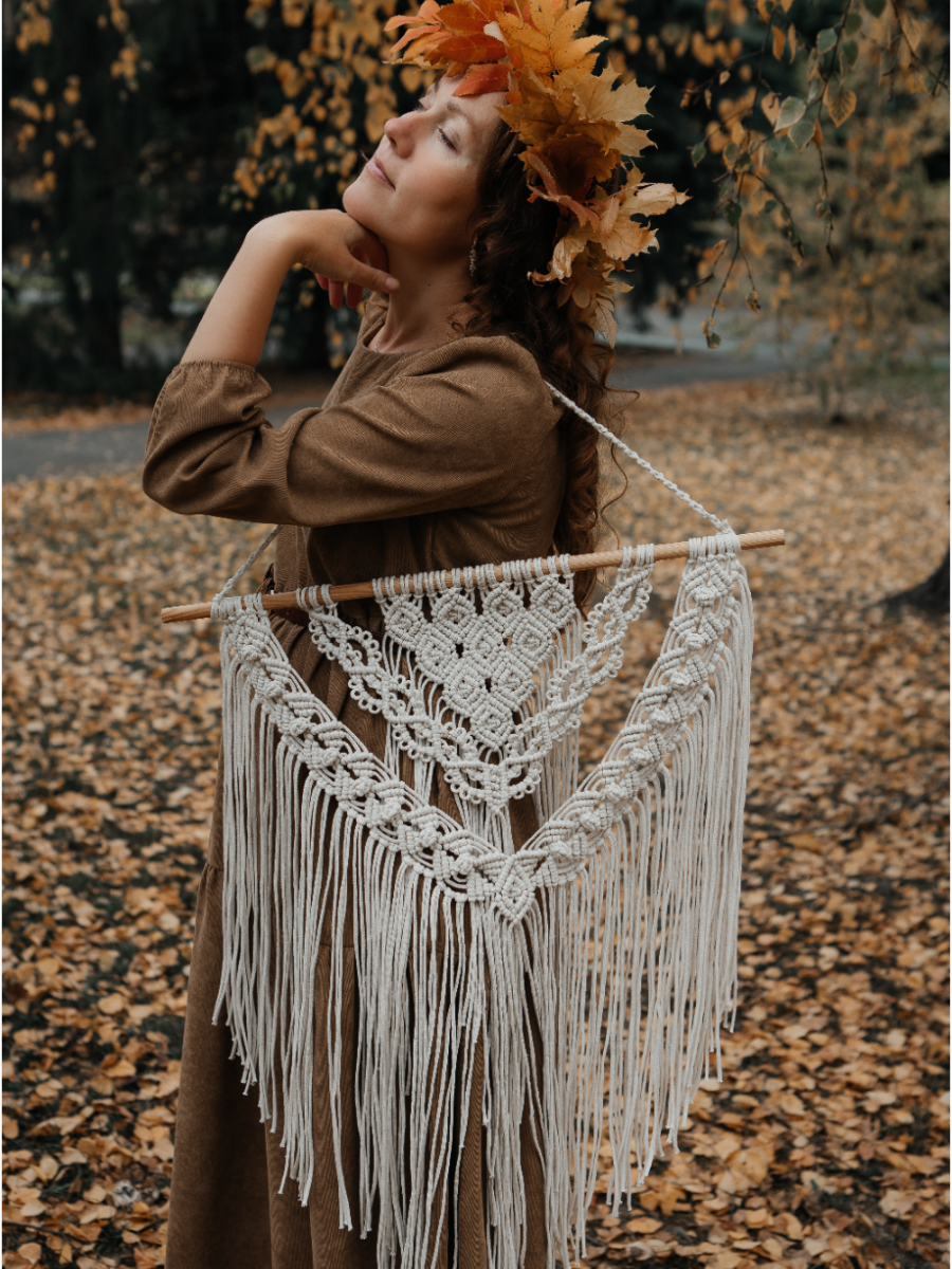 Панно " Магнолия" макраме. 61*81 см. Ручная работа.