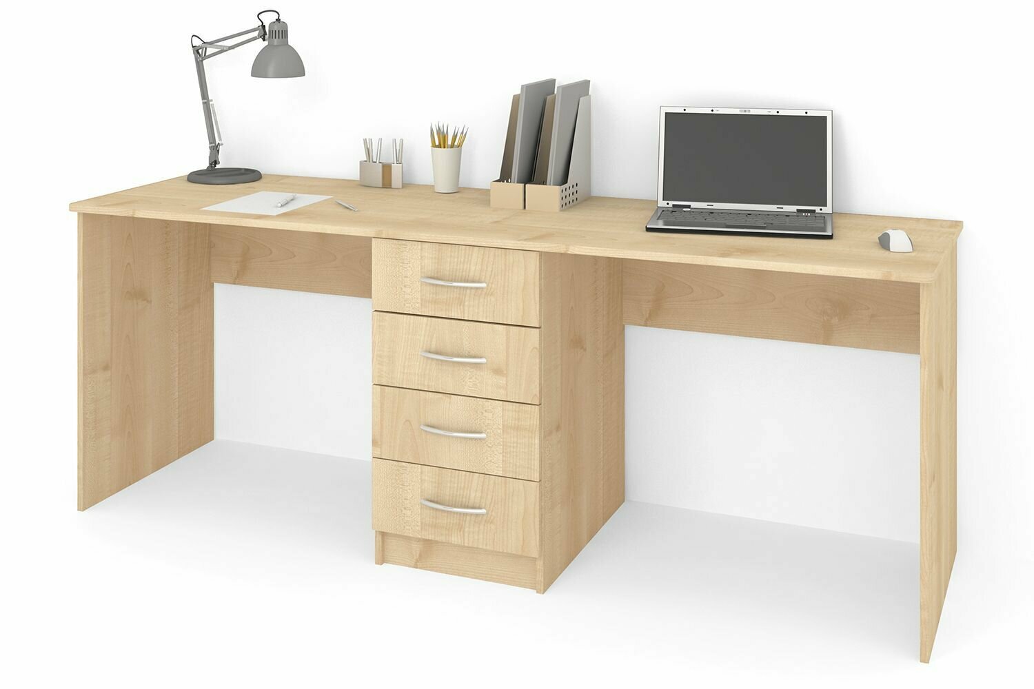 Стол компьютерный, письменный СП-19 ЛДСП двойной, клен танзау, с тумбой