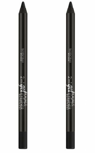 Карандаш для век гелевый 2 in 1, Deborah Milano, Gel Kajal & Eyeliner Pencil, тон 01 черный, 1.4 г, 2 шт