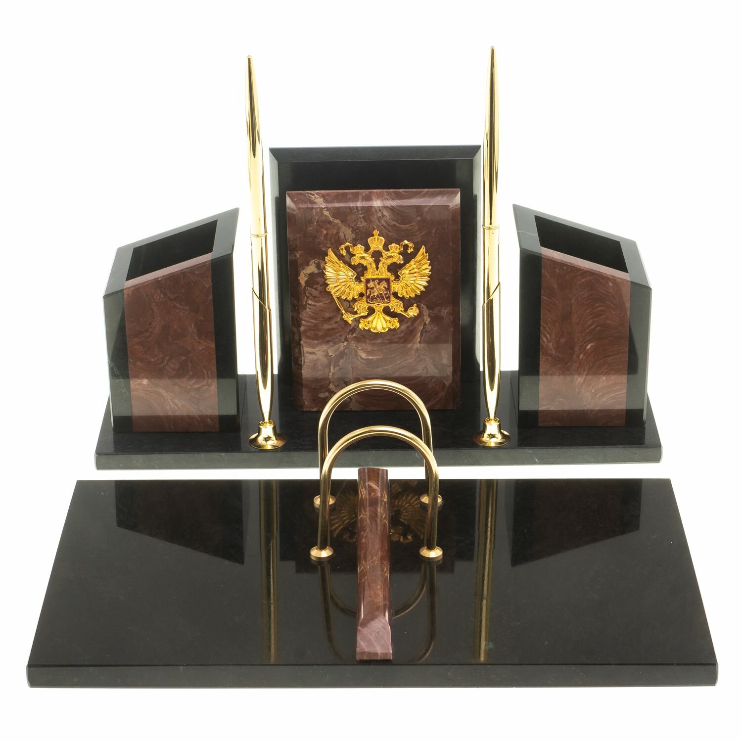 Письменный набор "Канцелярский" с гербом камень лемезит 124049