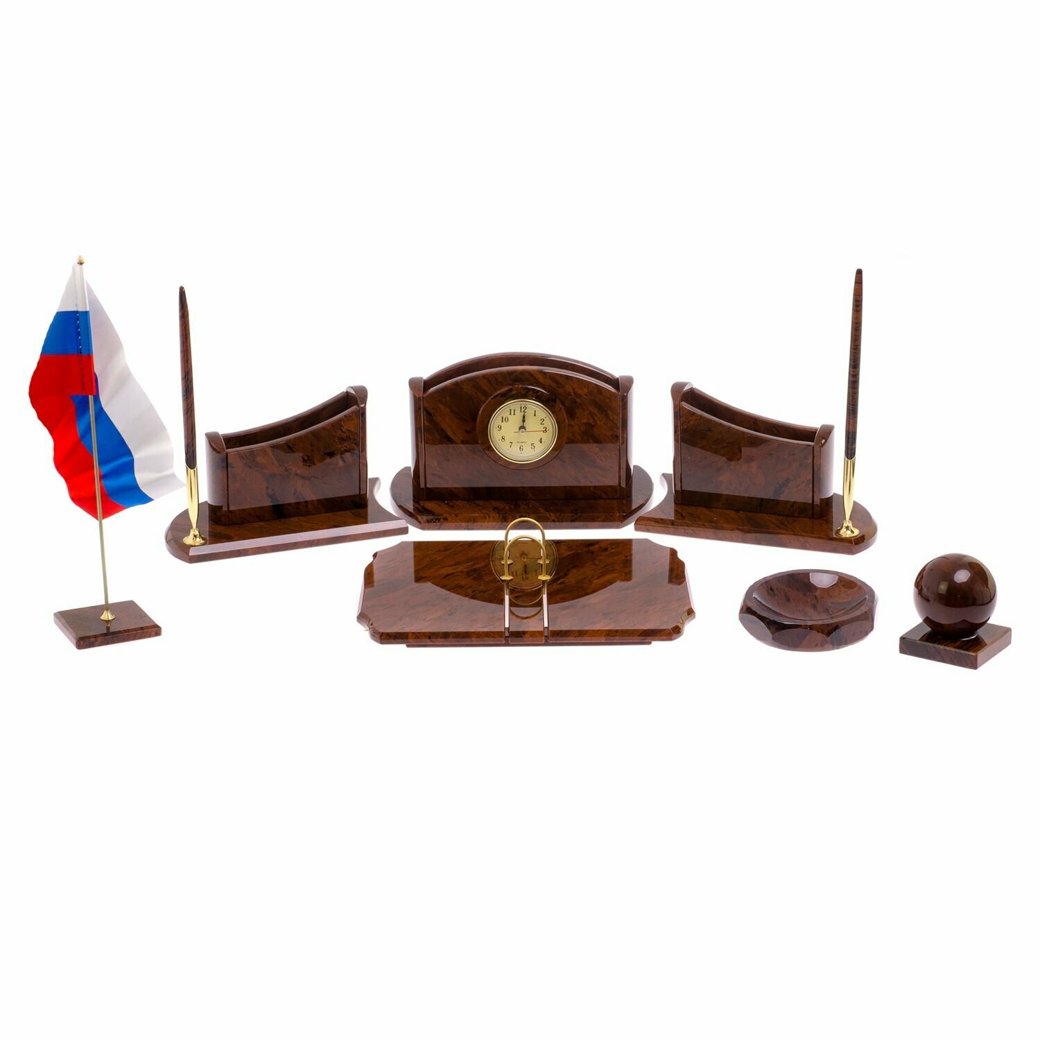 Набор на стол руководителю "Банкир" коричневый обсидиан 125841