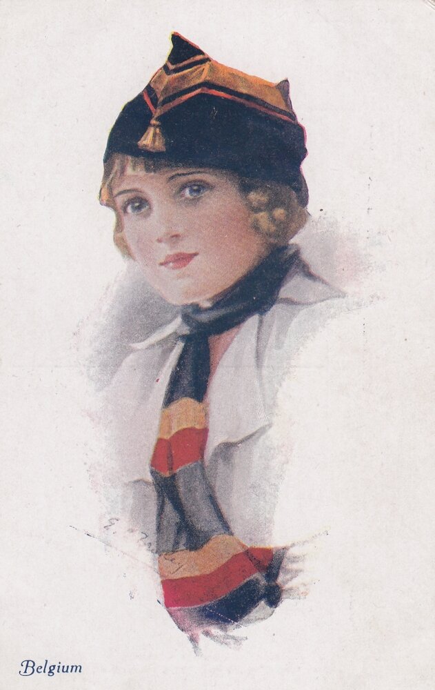 Почтовая открытка J. Brisley "Belgium" 1920-1930 гг. Великобритания