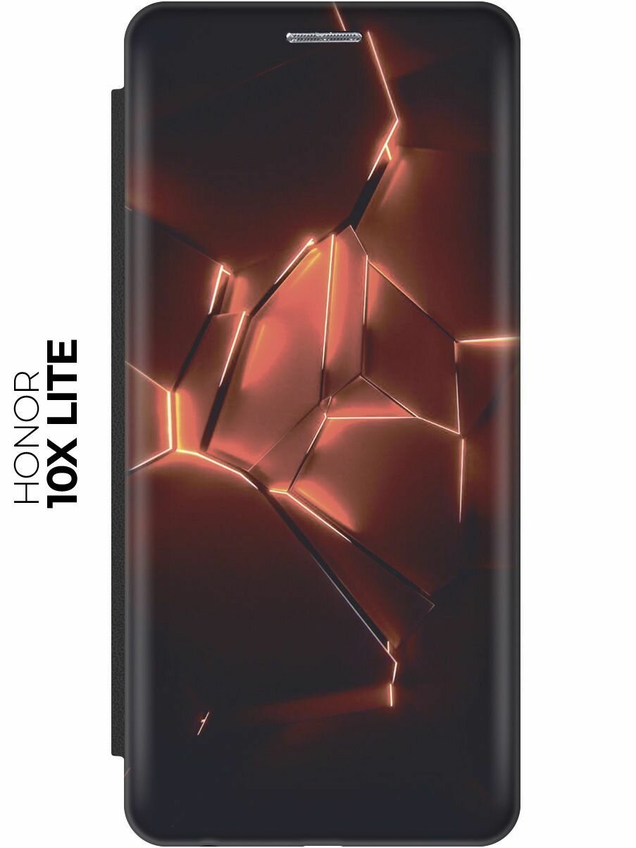 Чехол-книжка Красные фонари на Honor 10x Lite / Хонор 10Х Лайт черный
