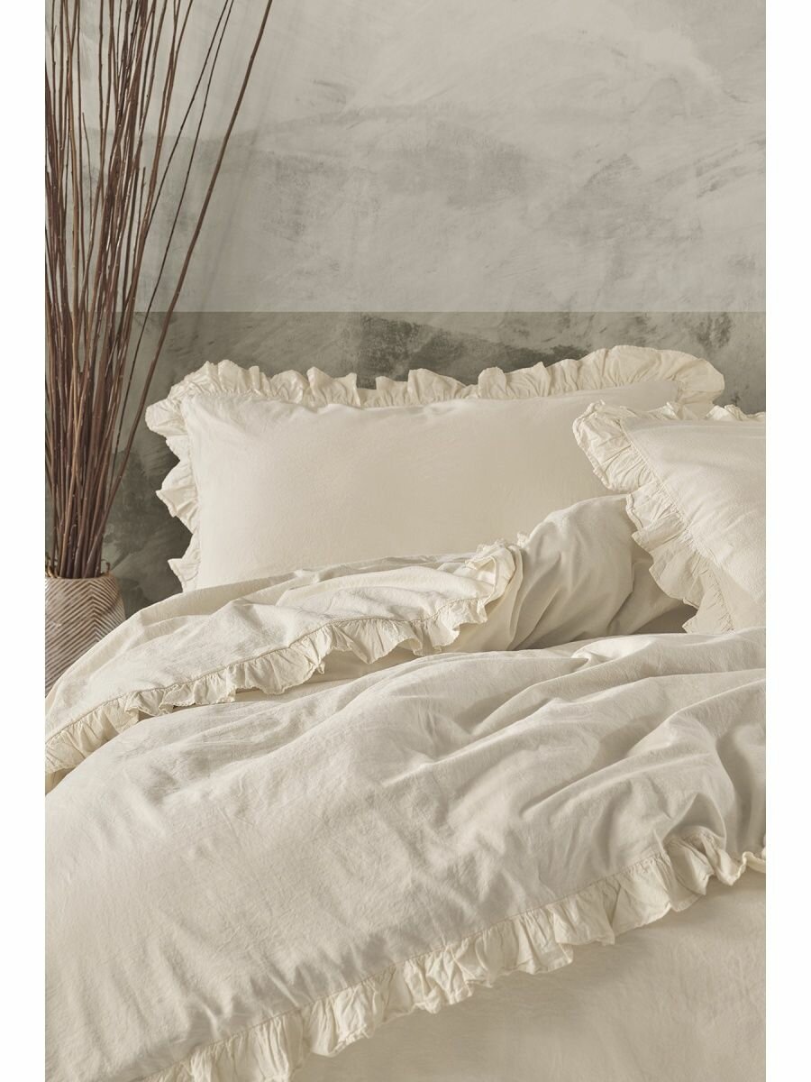 Комплект наволочек Macas Home, хлопок 100%, с рюшами, бежевый, 50x70 см