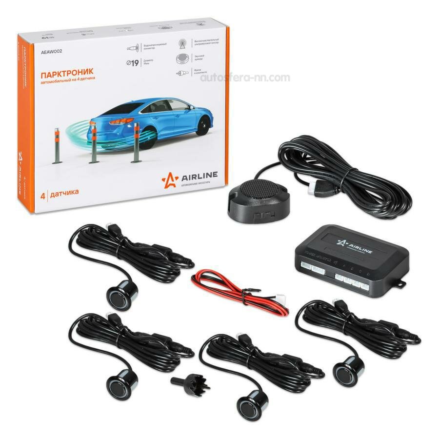 AIRLINE AEAW002 парктроник на 4 датчика (черные), звуковой зуммер (AEAW002)
