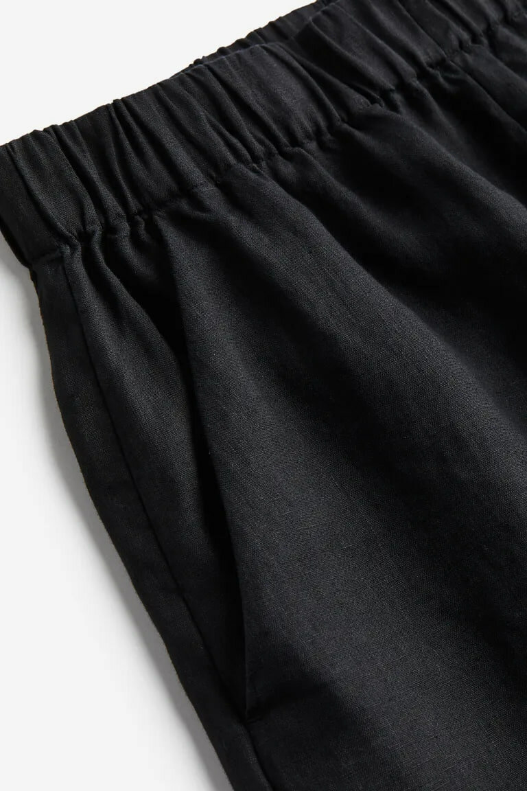 Шорты H&M Льняные шорты без застежек, размер 10, черный — фото 1