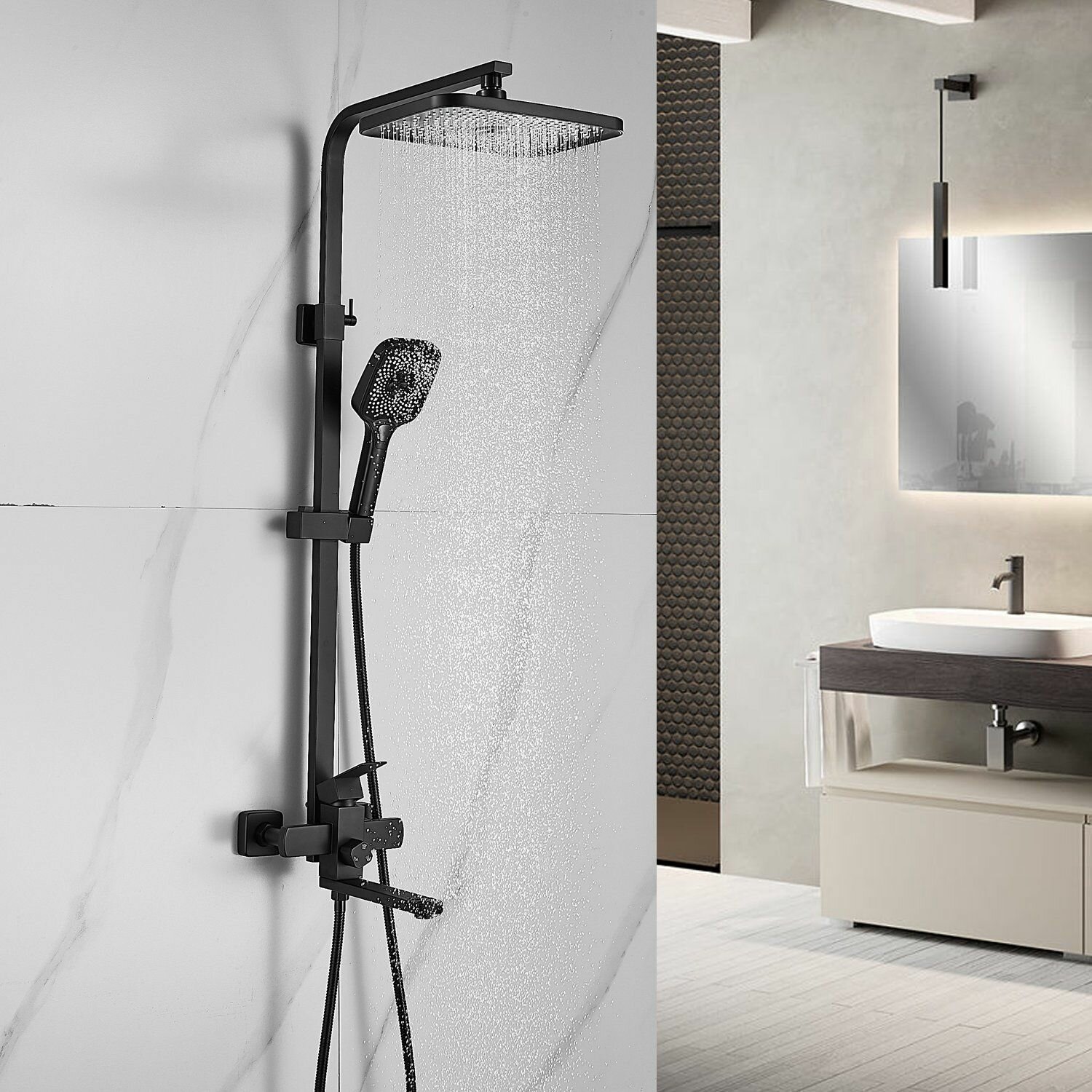 Душевая стойка Shevanik S7036H, нержавеющая сталь, вертикальный монтаж