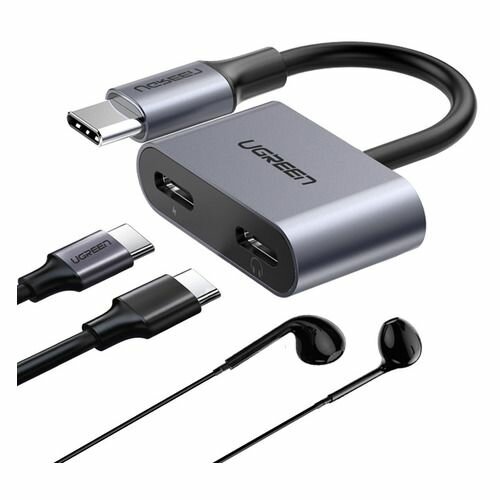 Адаптер UGREEN CM232, USB Type-C (m) - 2хUSB Type-C (m), 0.1м, серый [60165]