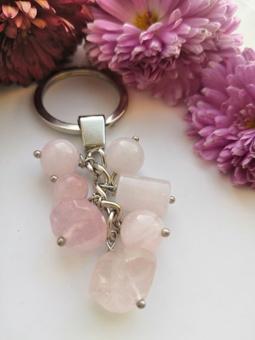 Брелок Розовый кварц из натуральных камней