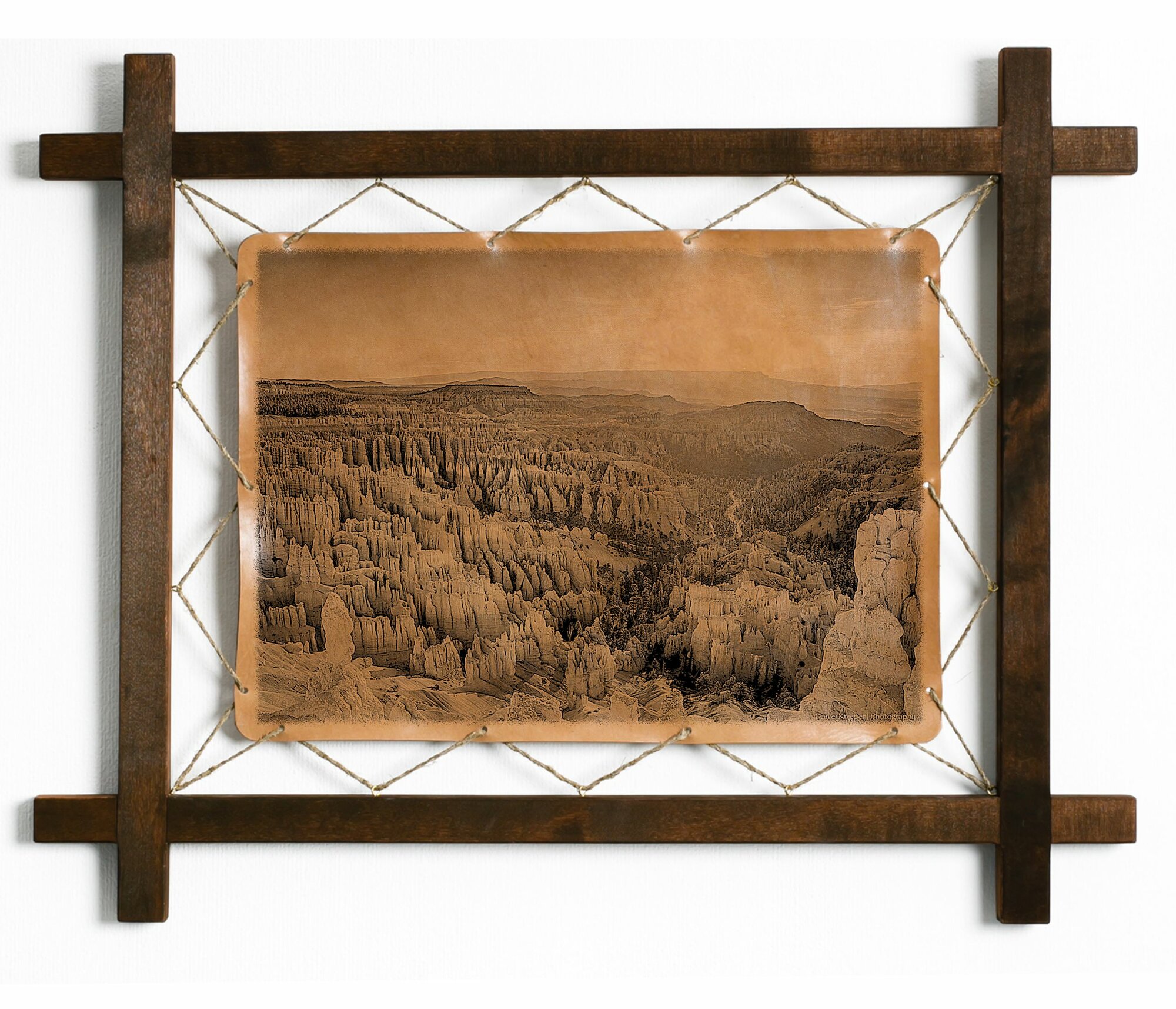 Картина интерьерная, натуральная кожа, "Медный каньон в Мексике", в деревянной раме, BoomGift