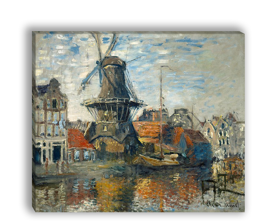 Картина для интерьера "Ветряная мельница. Амстердам", Клод Моне, печать на холсте (88х75 см / на подрамнике)