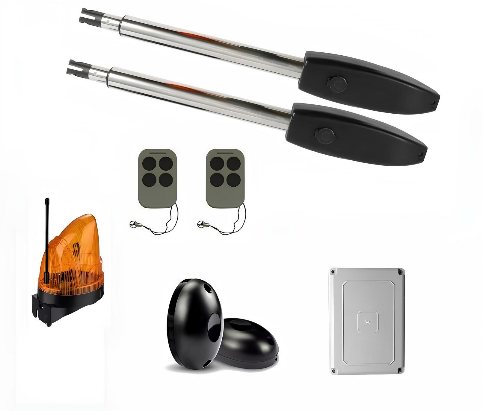 Автоматика для распашных ворот KSW-2500 FULL-1K, комплект: 2 привода, блок управления, 2 пульта, фотоэлементы, лампа