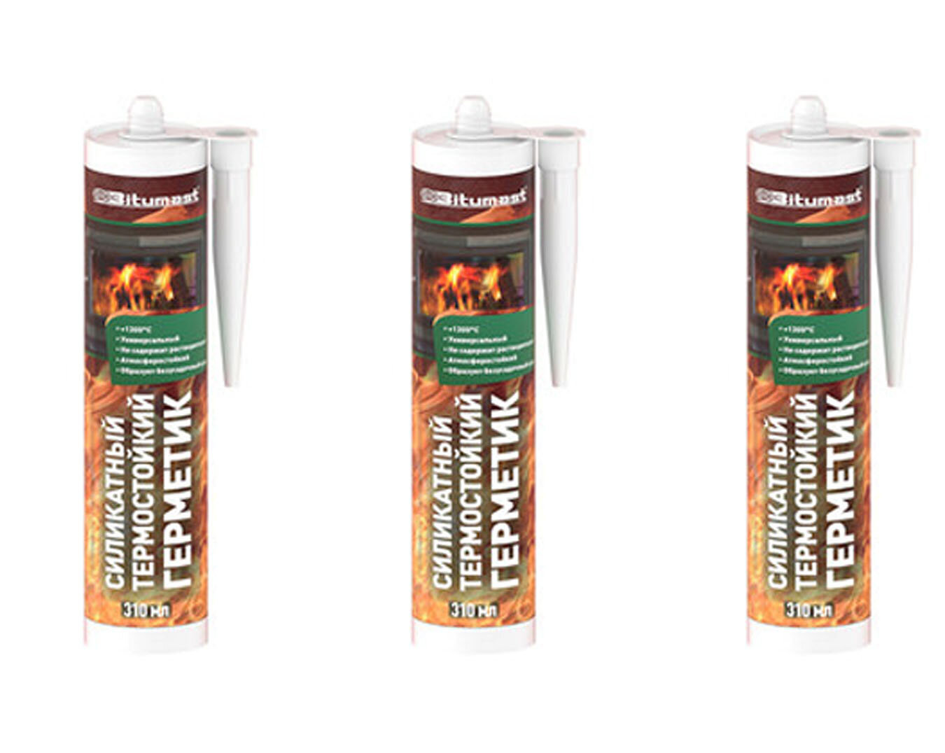 Герметик силикатный термостойкий Bitumast черный 310 мл (3 шт.)
