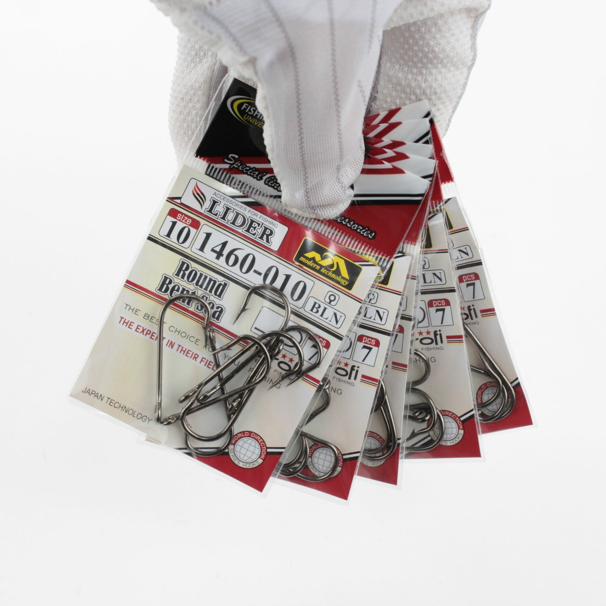 Крючок LIDER ROUND BENT SEA (BLN) №10 (уп.7шт), для рыбалки, рыболовный, на карпа, на сазана, на карася, на мирную рыбу, на хищную рыбу - (набор 5 упаковок)