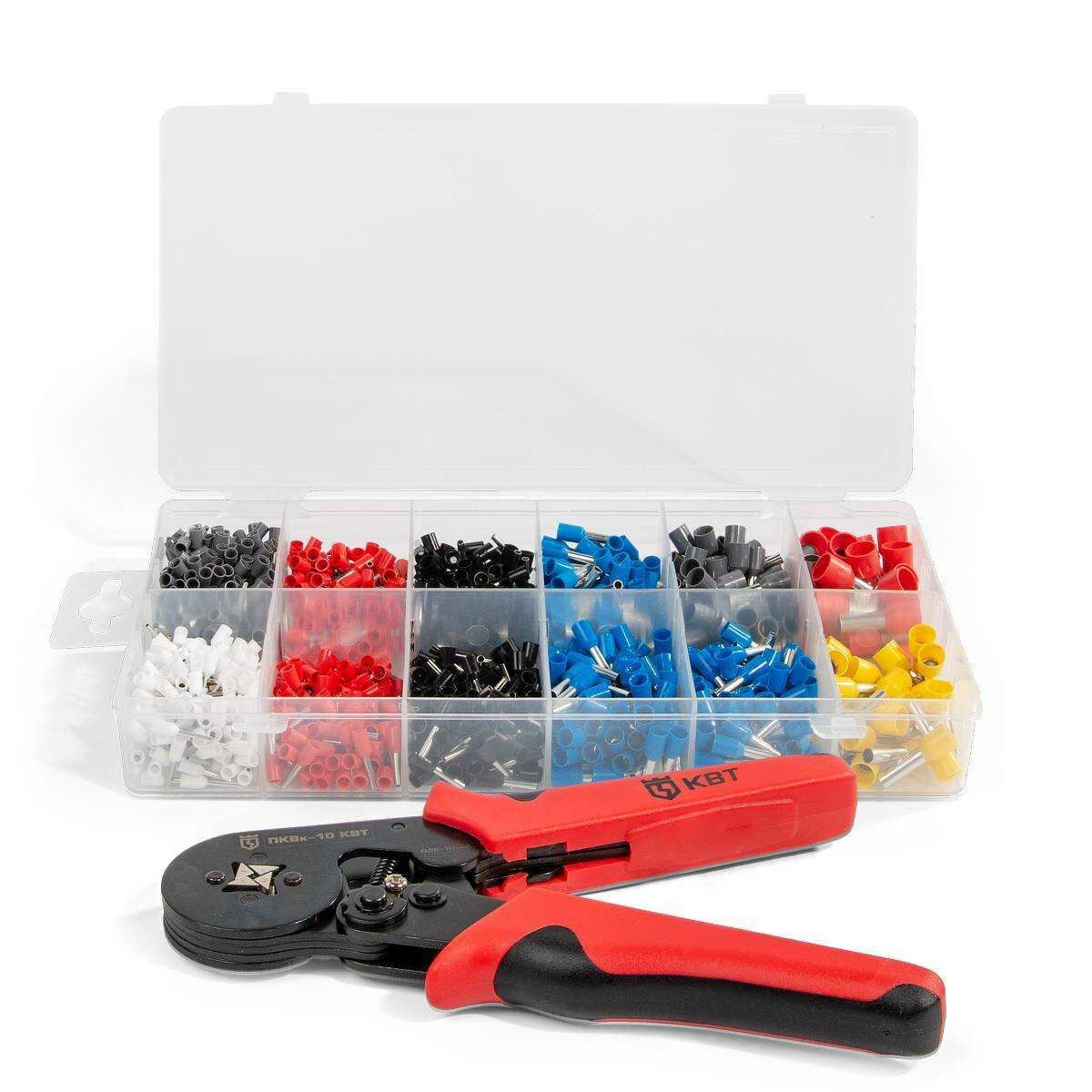 Набор втулочных наконечников КВТ К-1200-1 и пресс-клещи ПКВк-10 {83365}