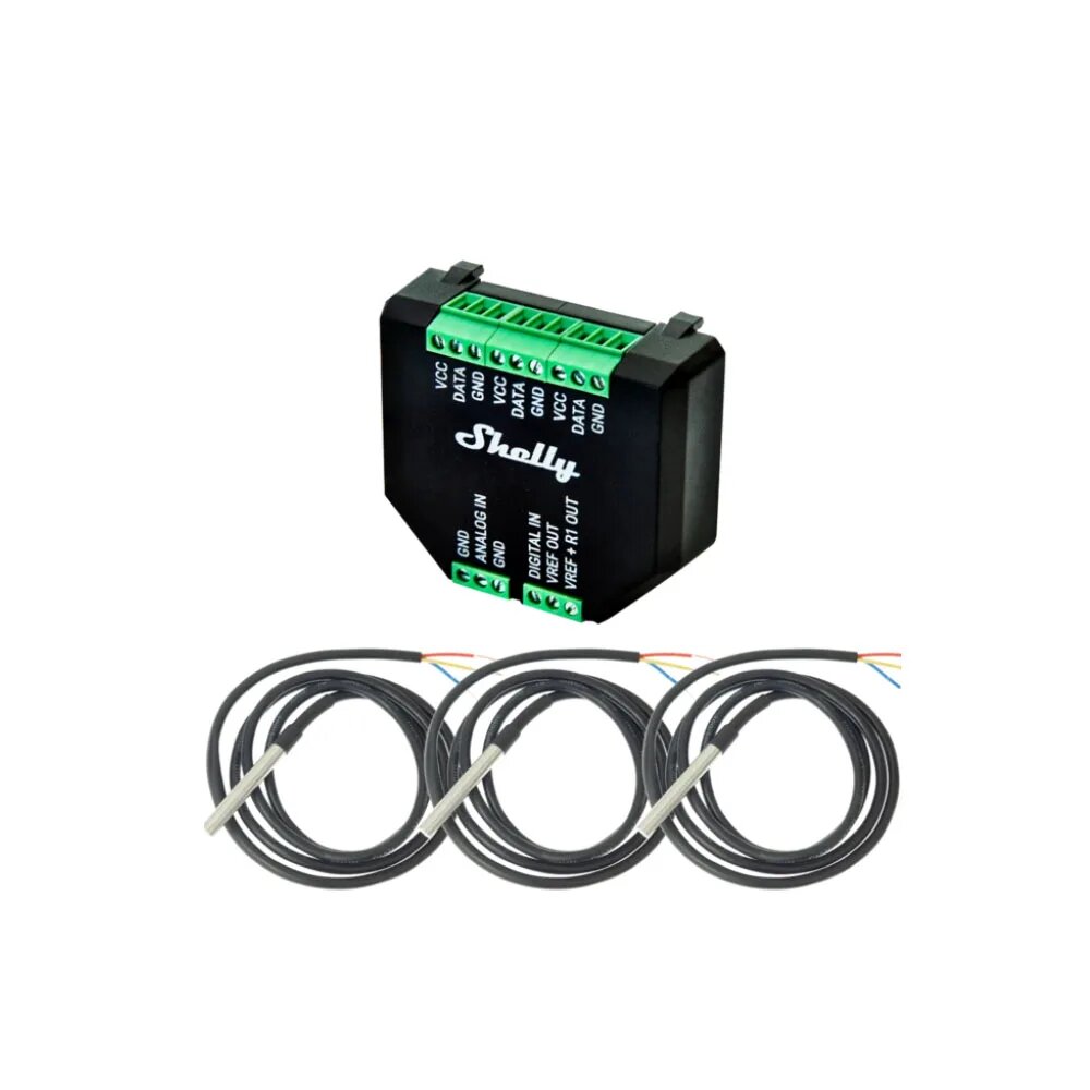 Shelly Plus Addon для измерения температуры и влажности DS18B20x3