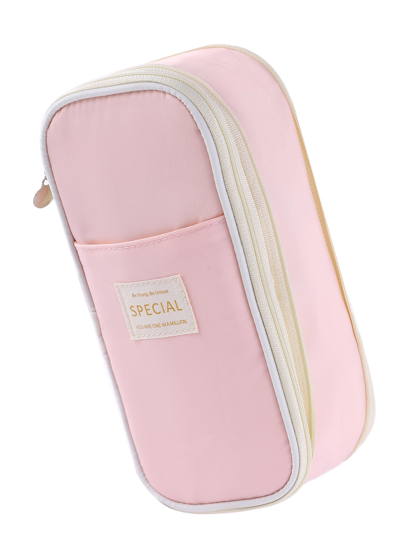 Пенал "Macaron", розовый, большой, выдвижной, на молнии