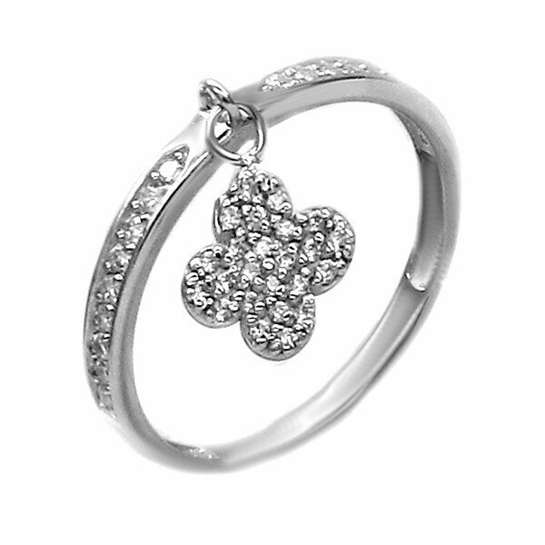 Кольцо, серебро, 925 проба, родирование, фианит