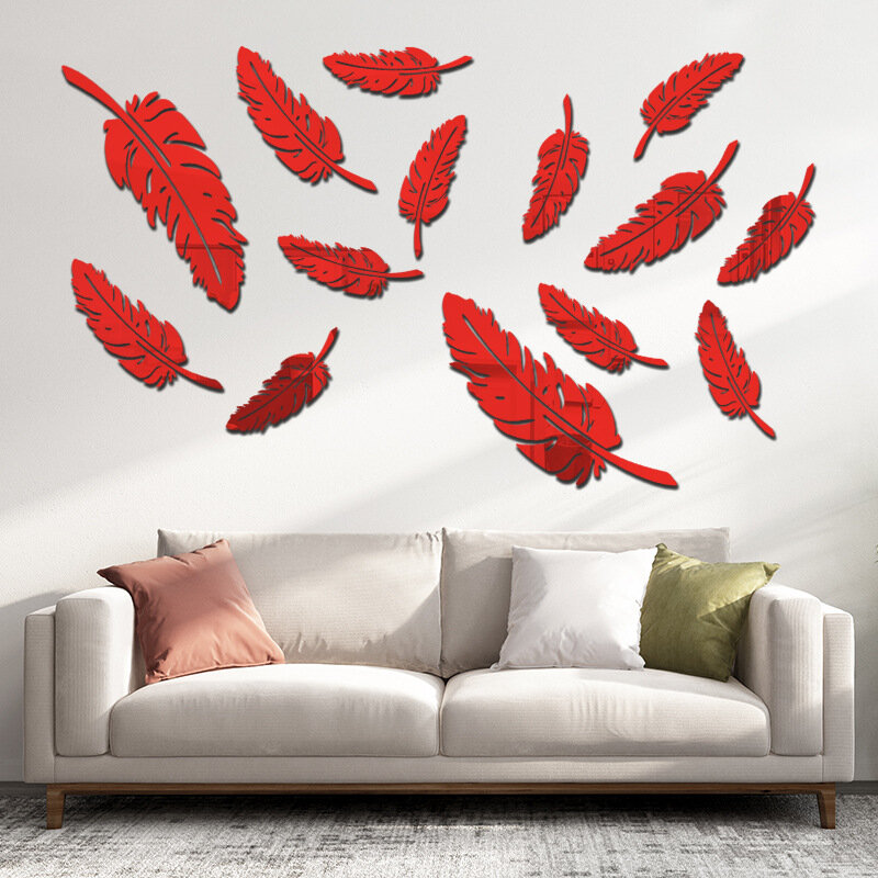 Трансграничная акриловая наклейка на стену перья наклейки для гостиной спальня стены креативная самонаклейка ТВ диван