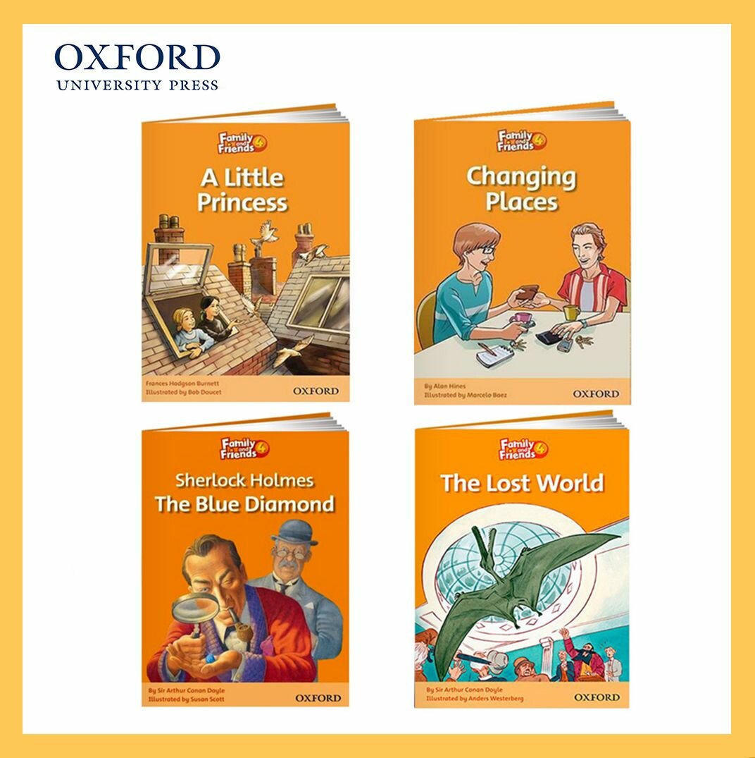 Family and Friends 4 Readers - Комплект 4в1: Sherlock Holmes and the Blue Diamond, A Little Princess, The Lost World, Changing Places reader