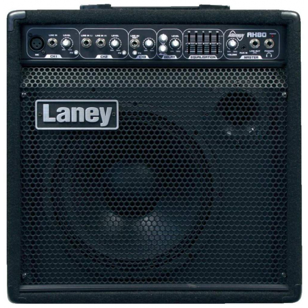 AH80 комбоусилитель клавишных инструментов, 80 ватт, 10"Custom Driver, 3 канала, эквалайзер 5 полос, цифровой Delay, выход на наушники, CD, размеры 433х413х368 мм, вес 13,5 кг, Laney