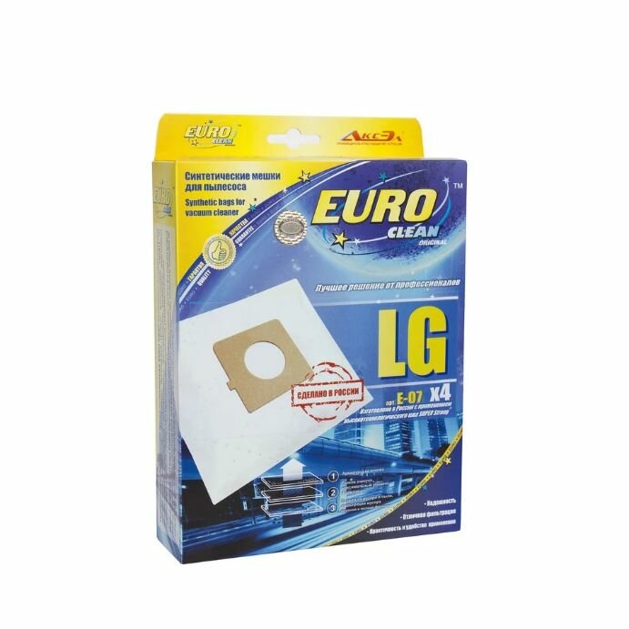 Мешки пылесборники для пылесоса LG, 4 шт, синтетические, многослойные, повышенной фильтрации