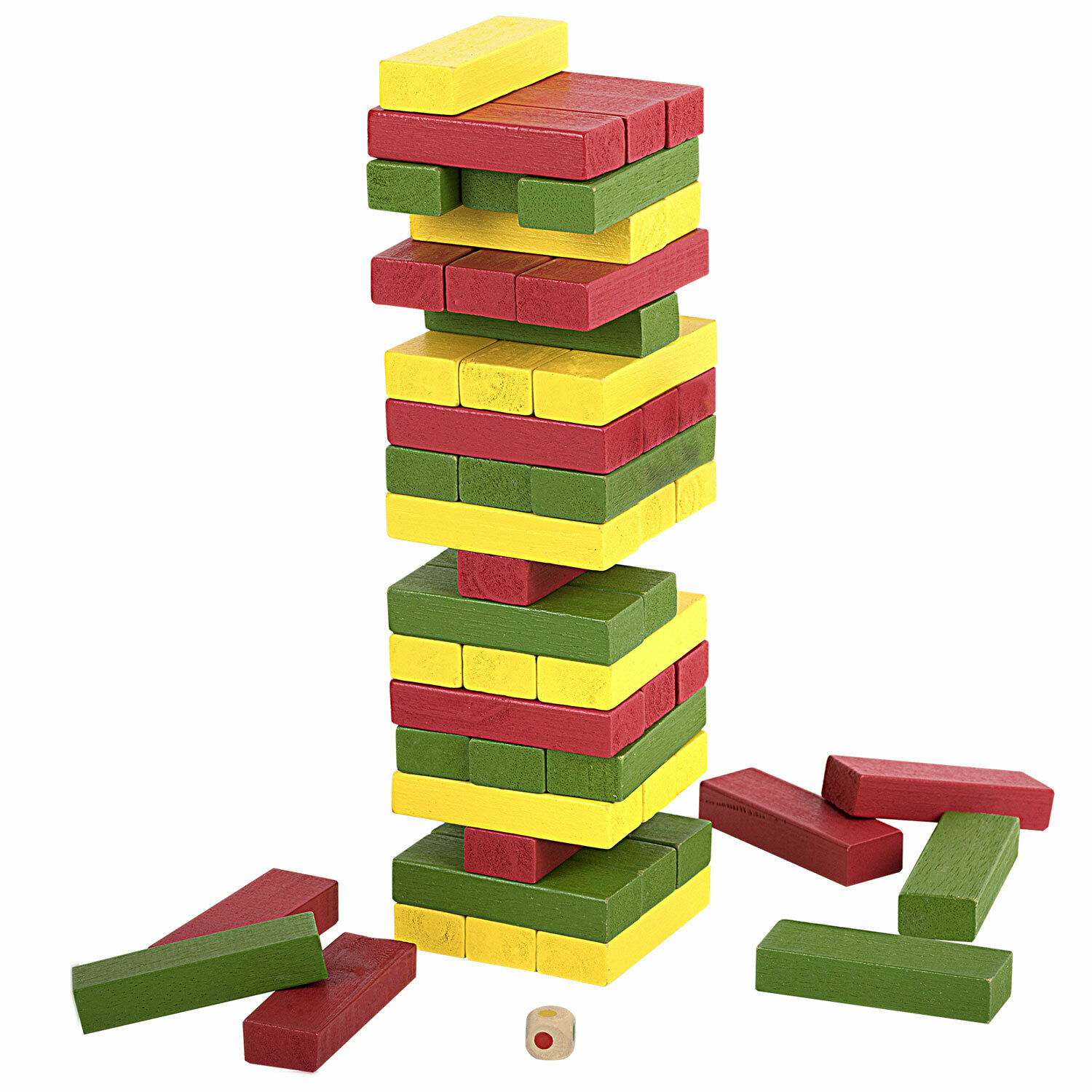 Упаковка 2 шт. Игра настольная "цветная башня", 54 окрашенных деревянных блока + кубик, BRAUBERG HOBBY, 665493