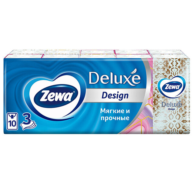 ZEWA Deluxe Design 3-слойные носовые платки, 1 упаковка - 10 шт, рисунок