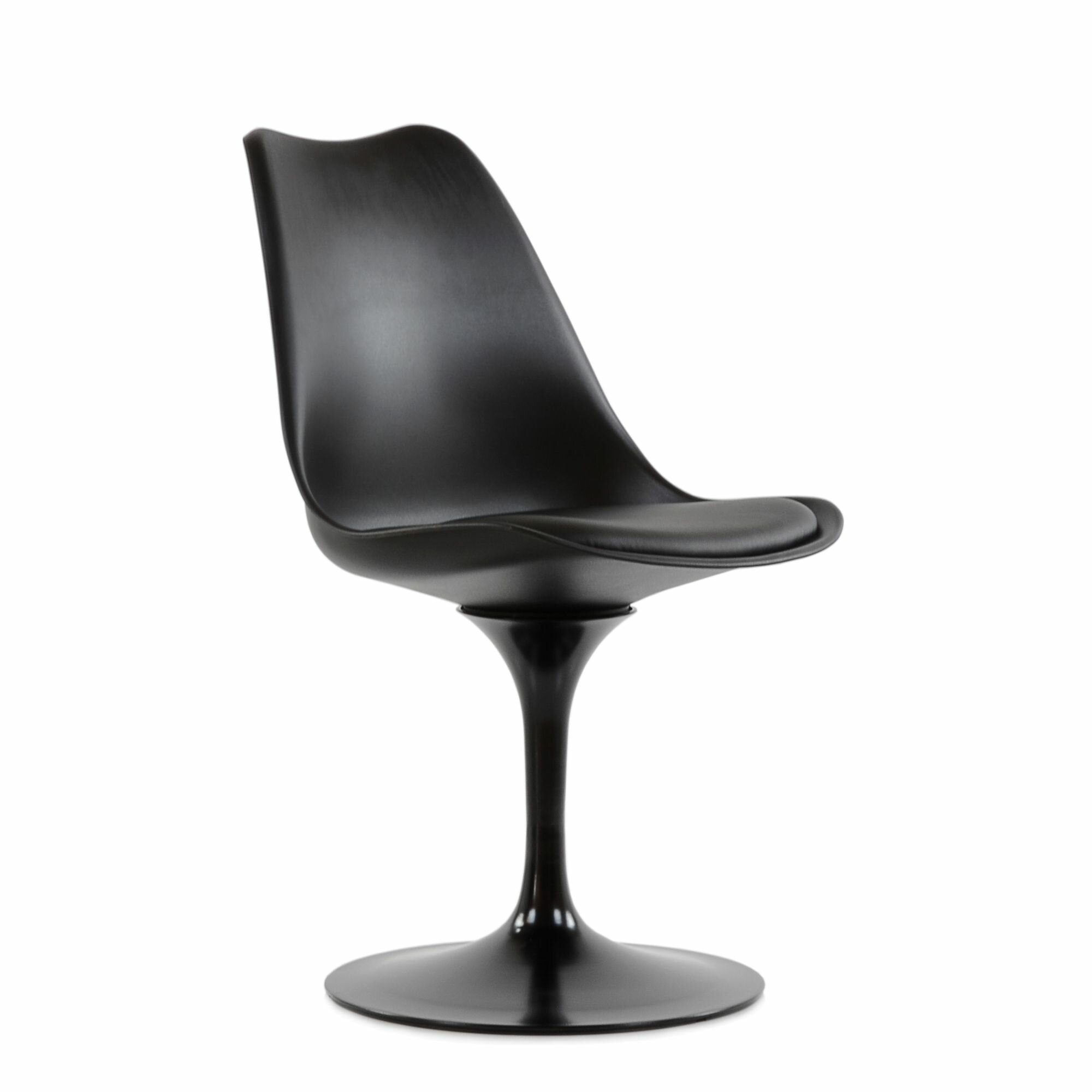 Стул Tulip style STOOL MARKET черный, экокожа, металл, мягкое сиденье, без подлокотников