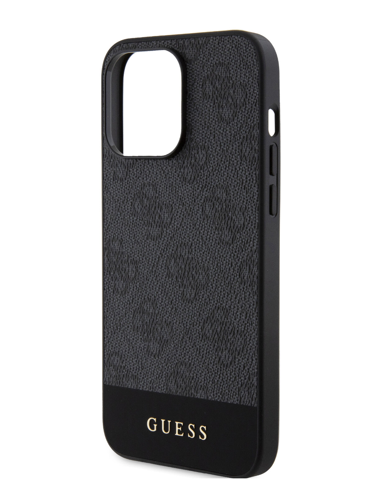 Guess для iPhone 15 Pro Max чехол PU 4G Bottom stripe Metal logo Hard Black (MagSafe)