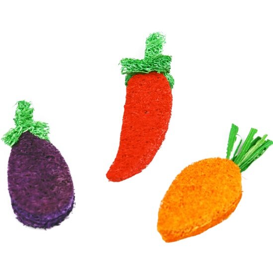Игрушка для грызунов Bambini Pets "Набор овощей" из люфы, 6 шт