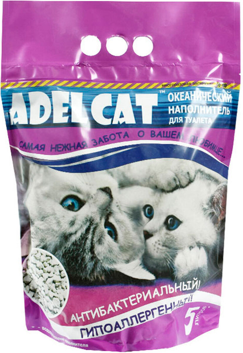 ADEL CAT наполнитель минеральный впитывающий для туалета длинношерстных кошек с ароматом океана (5 л)