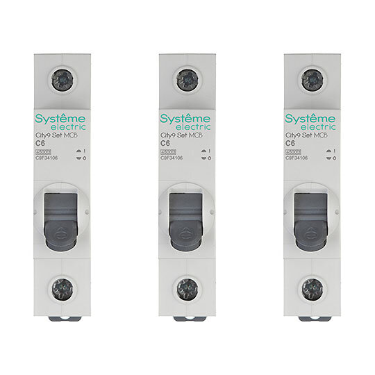 Автоматический выключатель Systeme Electric City9 Set (C9F34106) 1P 6А тип АС 4,5 кА 230 В на DIN-рейку (3 шт.)