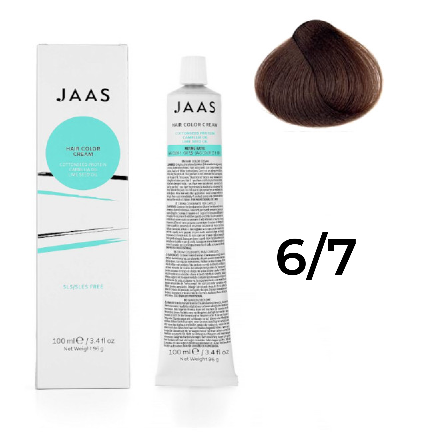 Крем - краска для волос профессиональная Jaas 6/7 Темный русый Коричневый 100 мл