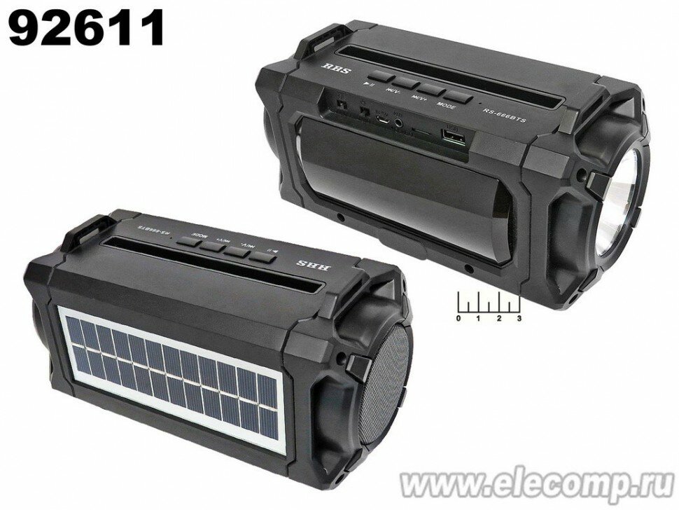 Радиоприемник RRS RS-666BTS + USB/micro SD/AUX/bluetooth + фонарь аккумуляторный