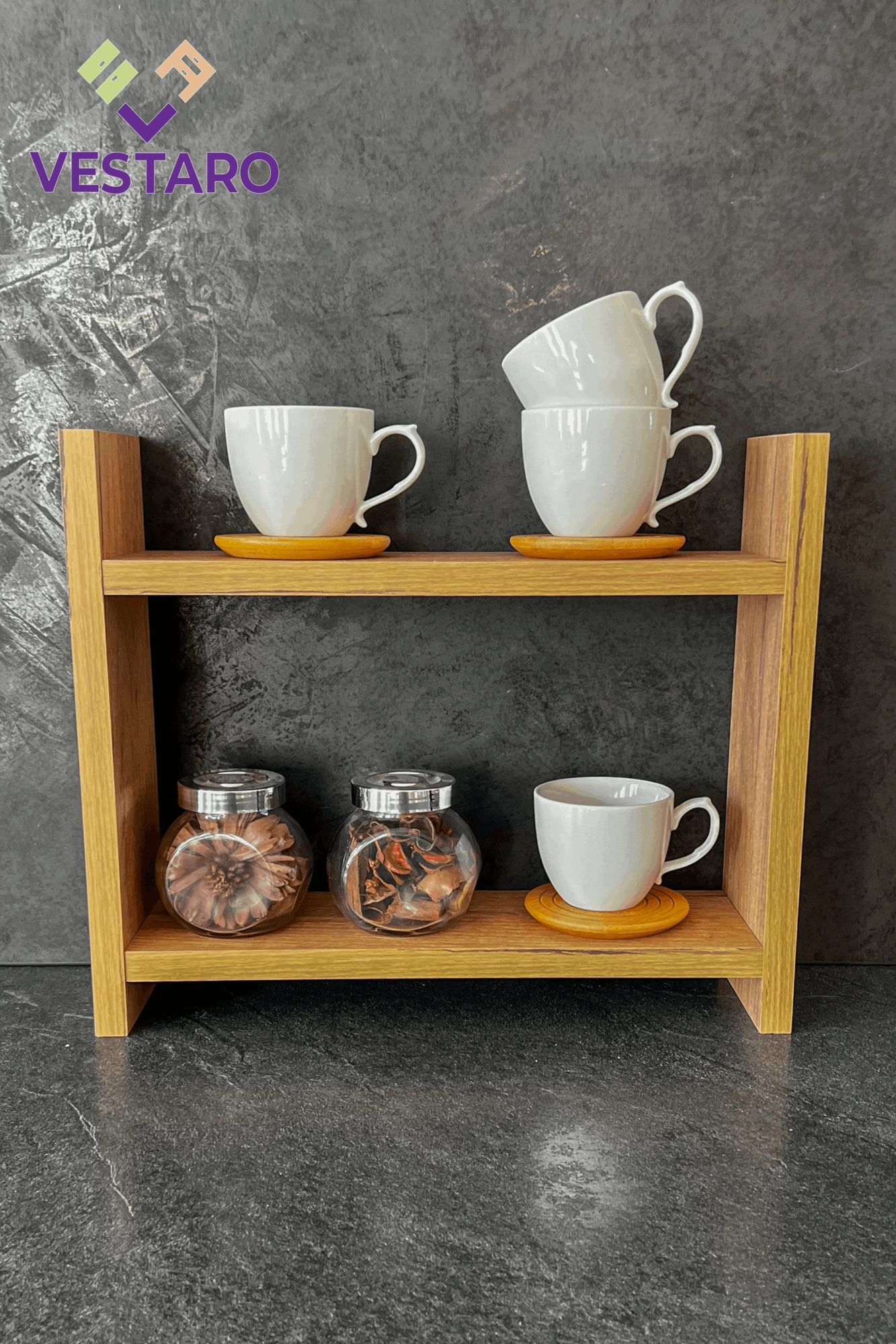 Полка настольная на кухню для специй Сальма Лайт от Vestaro дуб крафт золотой