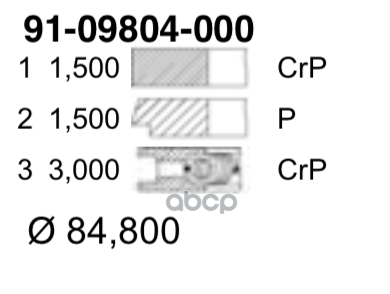 Кольца поршневые 1 цилиндр, OPEL =84.8 [STD] YENMAK арт. 91-09804-000