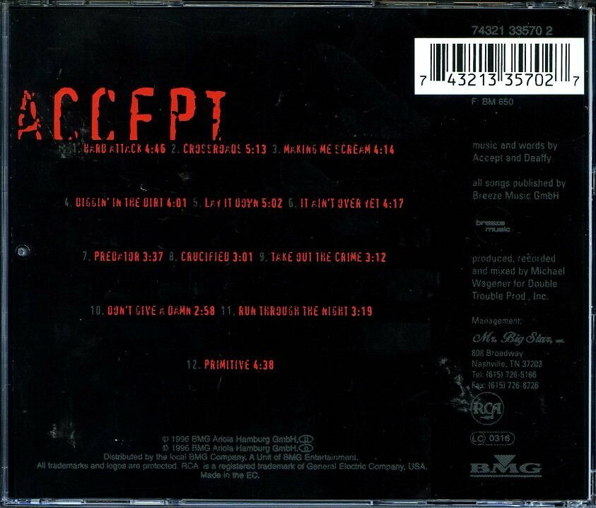 ACCEPT - Predator 1996 г — фото 1
