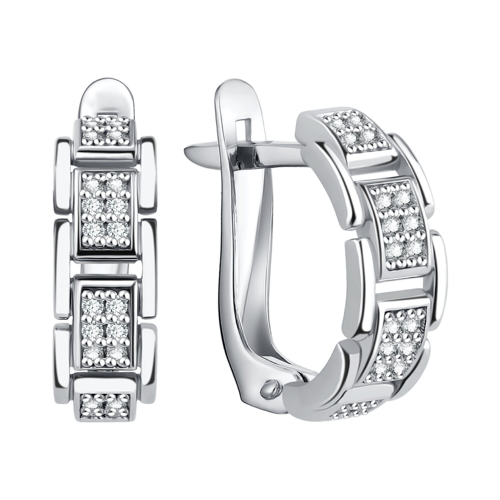 Серьги, серебро, 925 проба, родирование, фианит