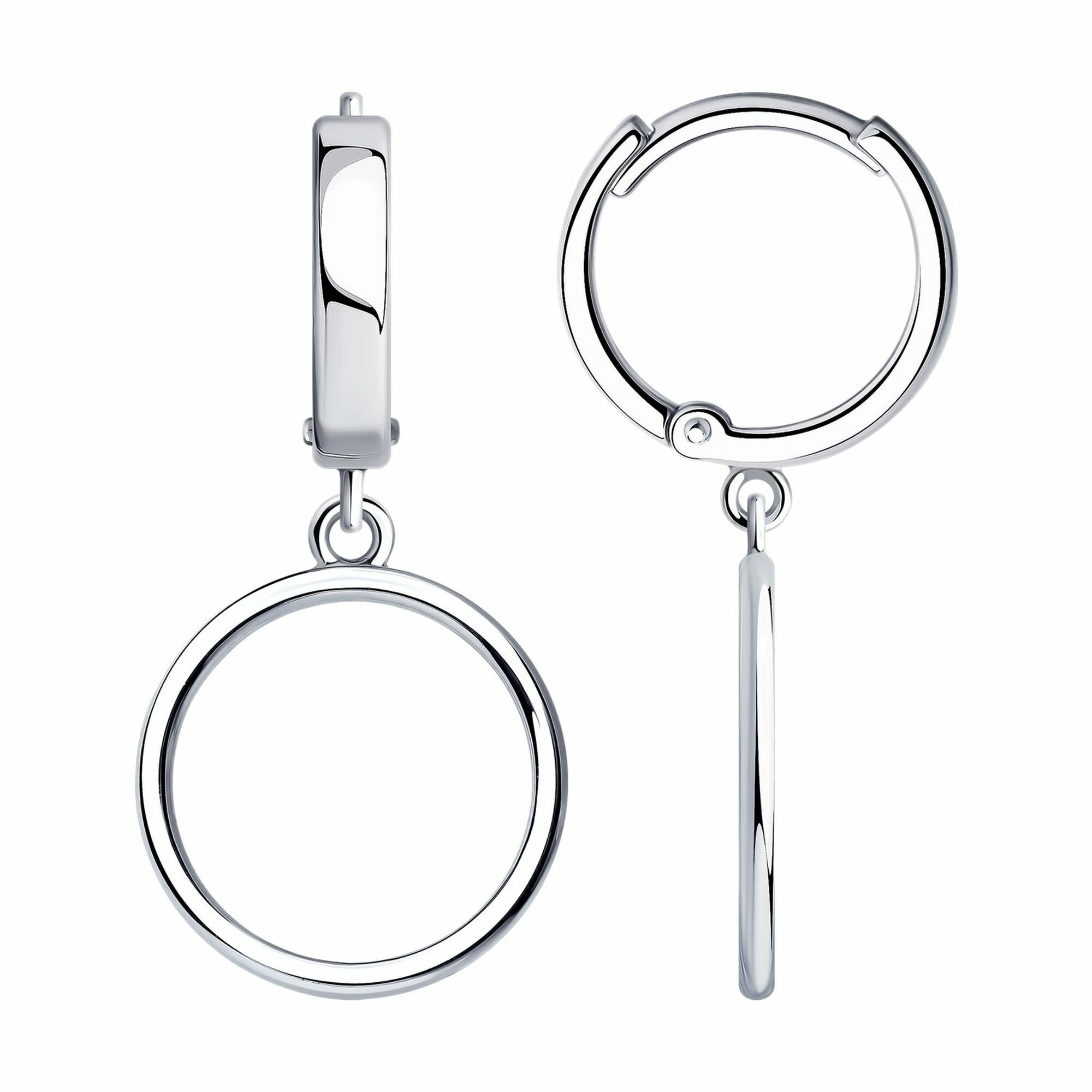 Серьги, серебро, 925 проба, родирование