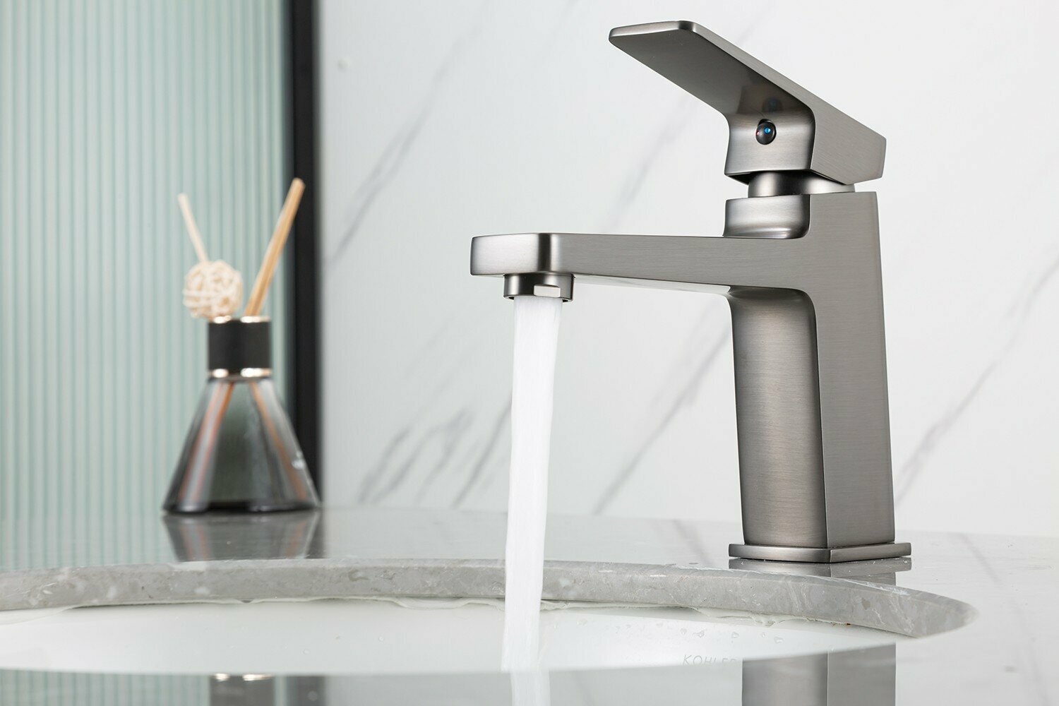 Смеситель д/раковины FRAP F1090-9 оружейная сталь, d26, латунь