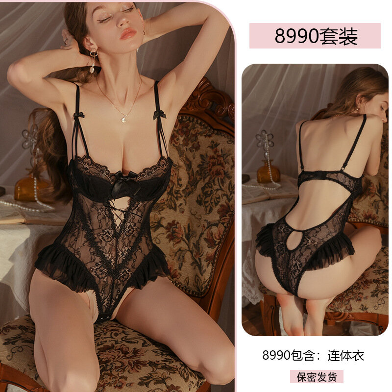 Сексуальное кружевное боди с открытым шаговым швом и прозрачным дизайном, идеально подходит для женщин. (8990)