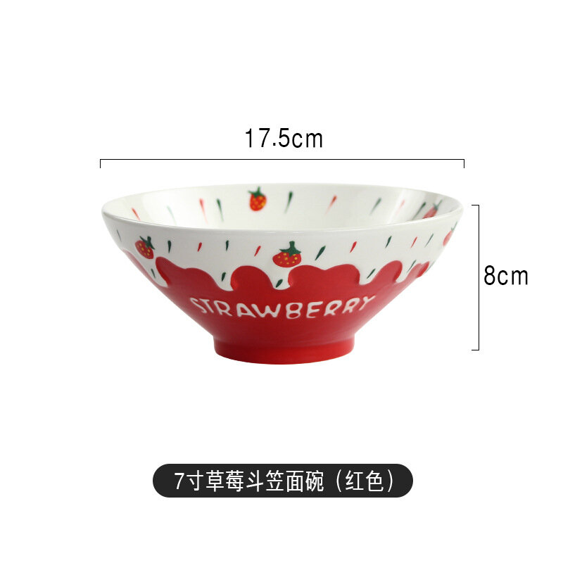 Бесплатная доставка Керамическая посуда с клубничным рельефом, устойчивая к высоким температурам, подглазурная цветная керамическая миска, новогодняя праздничная суповая миска, миска Douli