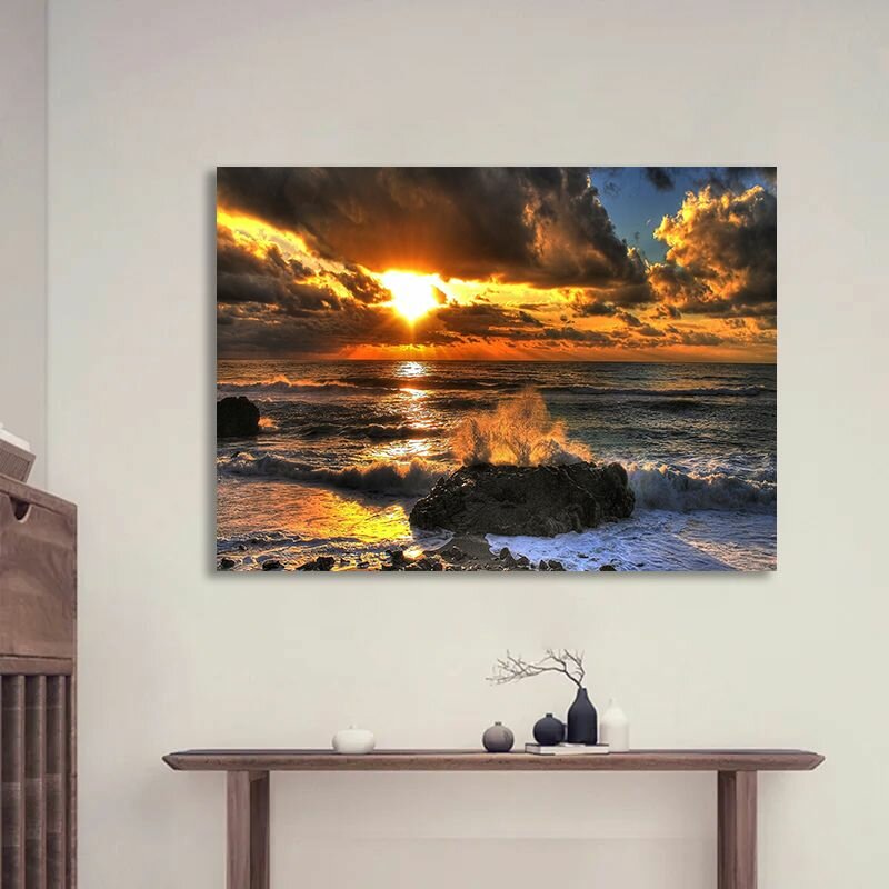 Картина "Море. Пейзаж", на подрамнике, 50x70см, хлопковый холст, дерево, печать