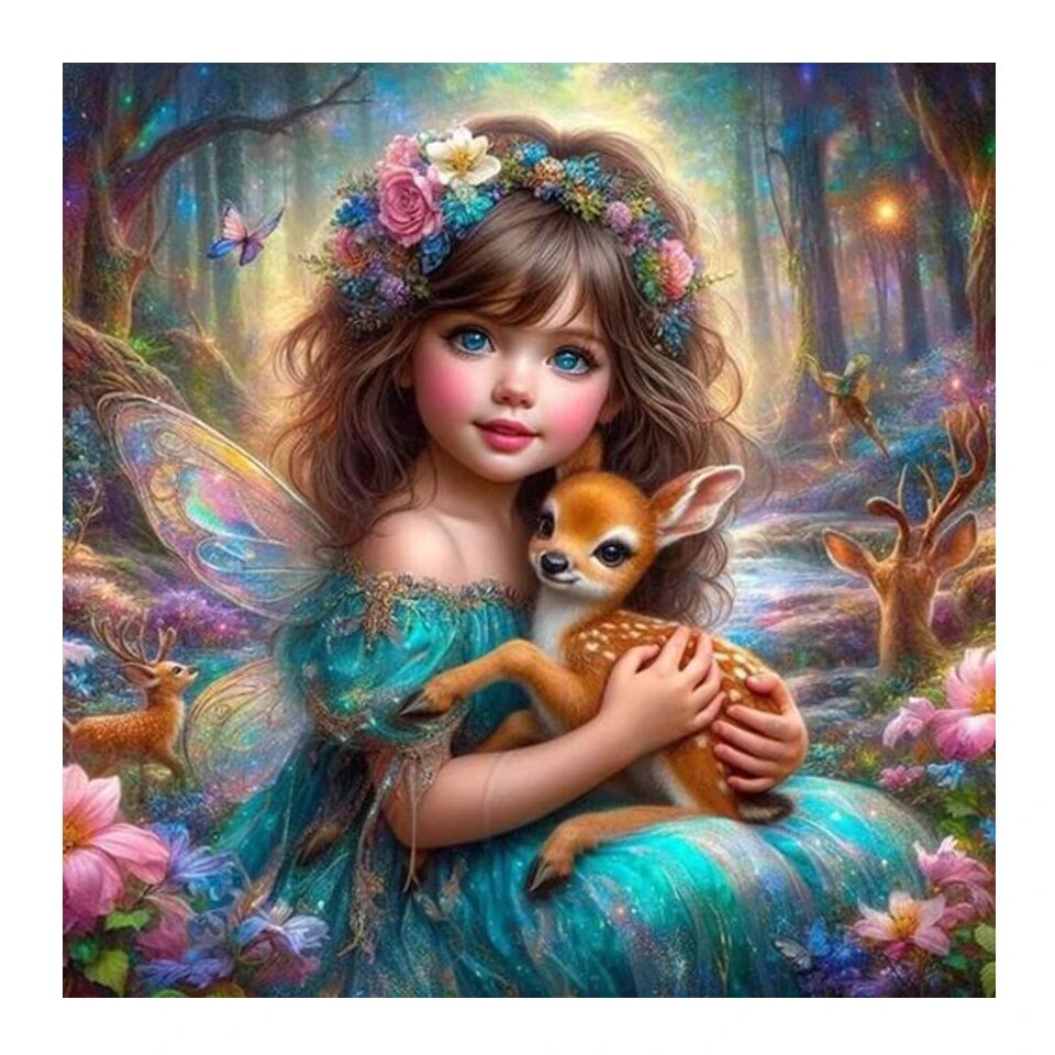 Алмазная живопись "Фея", полный набор 20x20cm round, YA1034