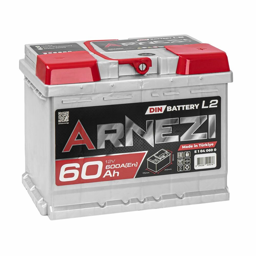 Аккумулятор Arnezi DIN SMF 60 А/ч обратный R + 242х175х190 L2 EN600 A