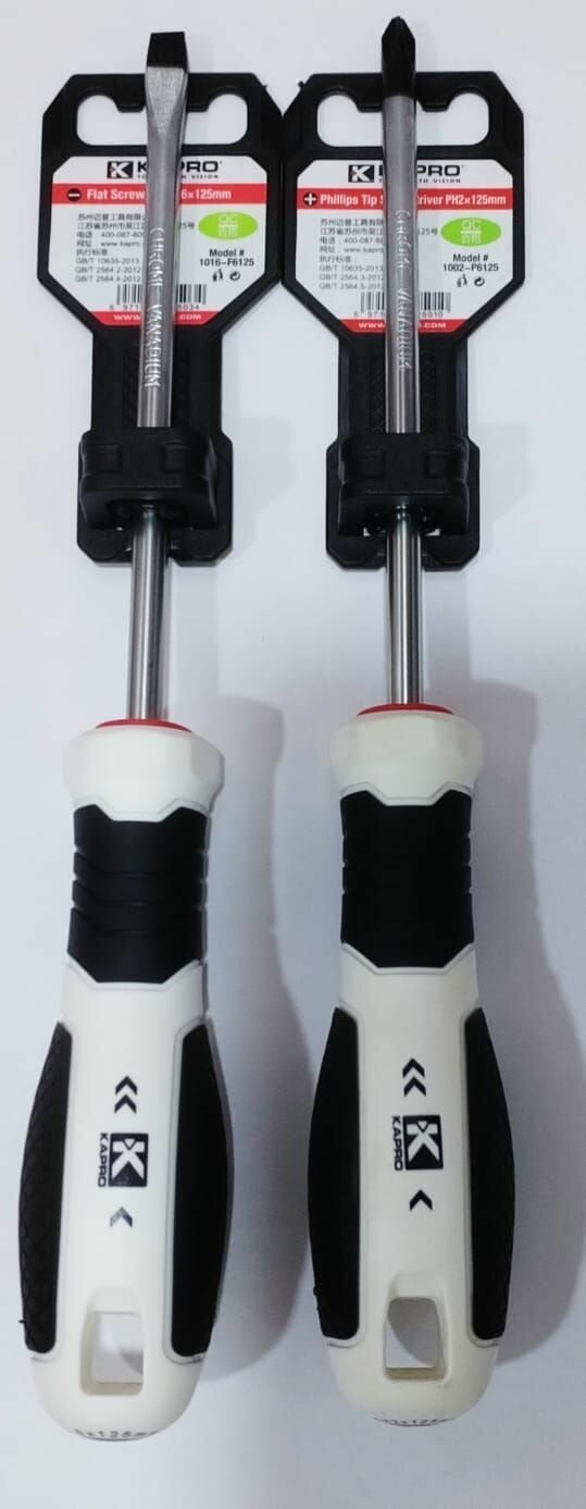 Отвертка KAPRO крестовая (PH2x125мм) и шлицевая (6х125мм) Комплект-2шт.