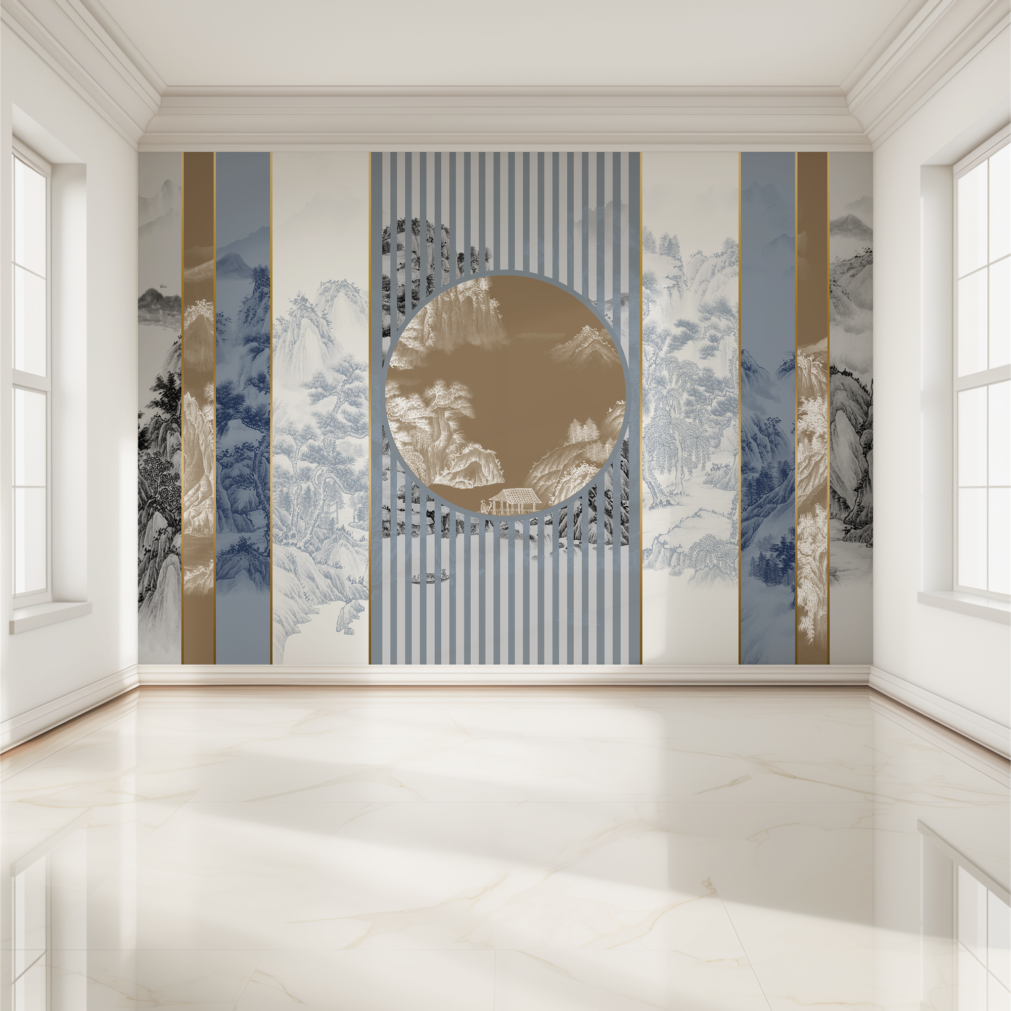 Фотообои 3д на стену "Азиатский стиль", флизелиновые 400х270 см на кухню, спальню, зал