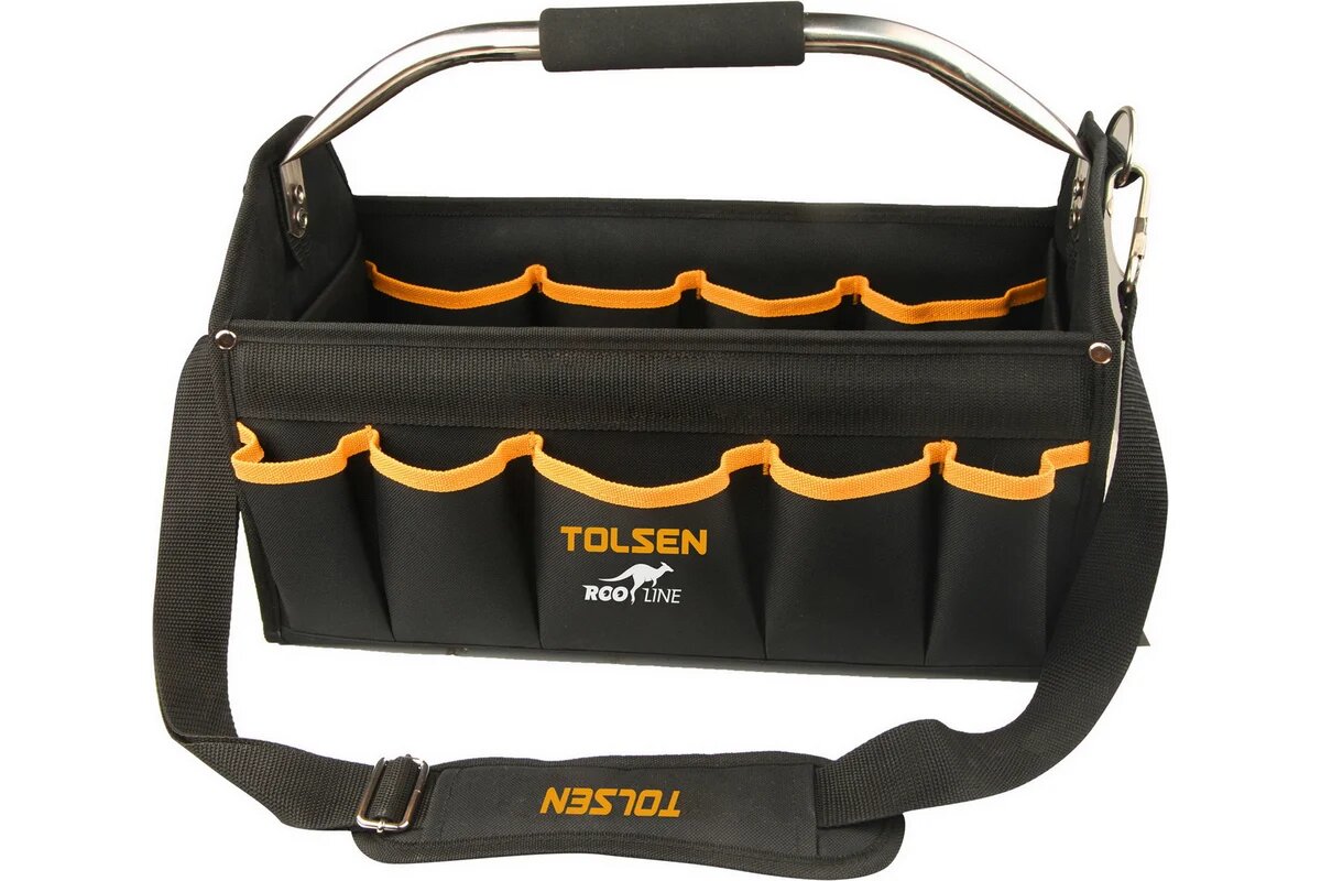 TOLSEN Сумка для инструмента Industrial открытая, 17", 42x21x29 см, 15+8 карманов, складная 80112